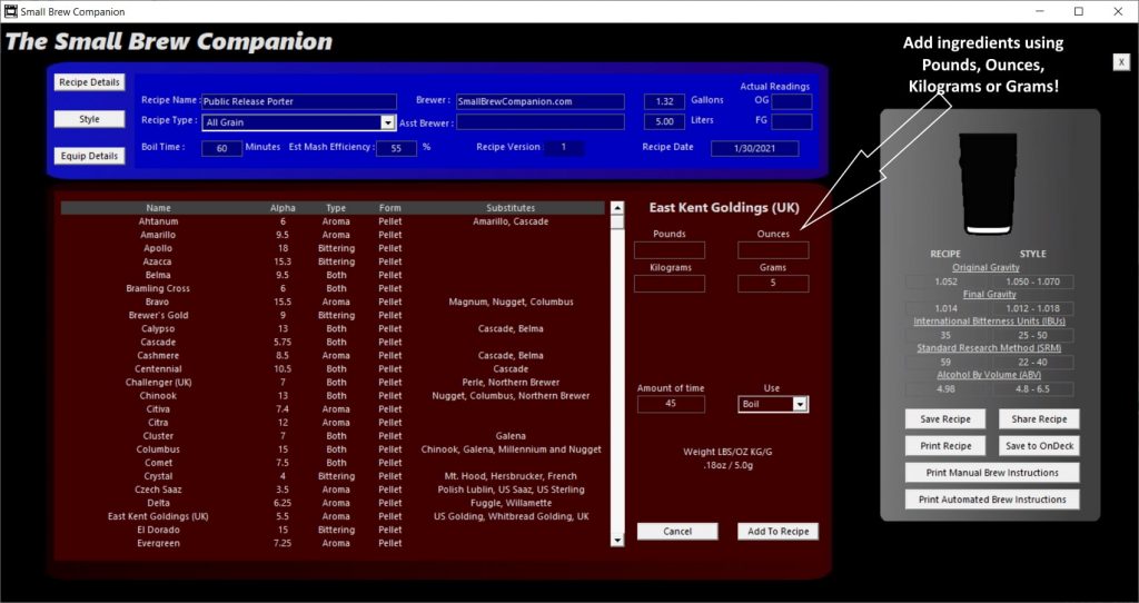 The Small Brew Companion – Making it easy to brew offline since 2020.
