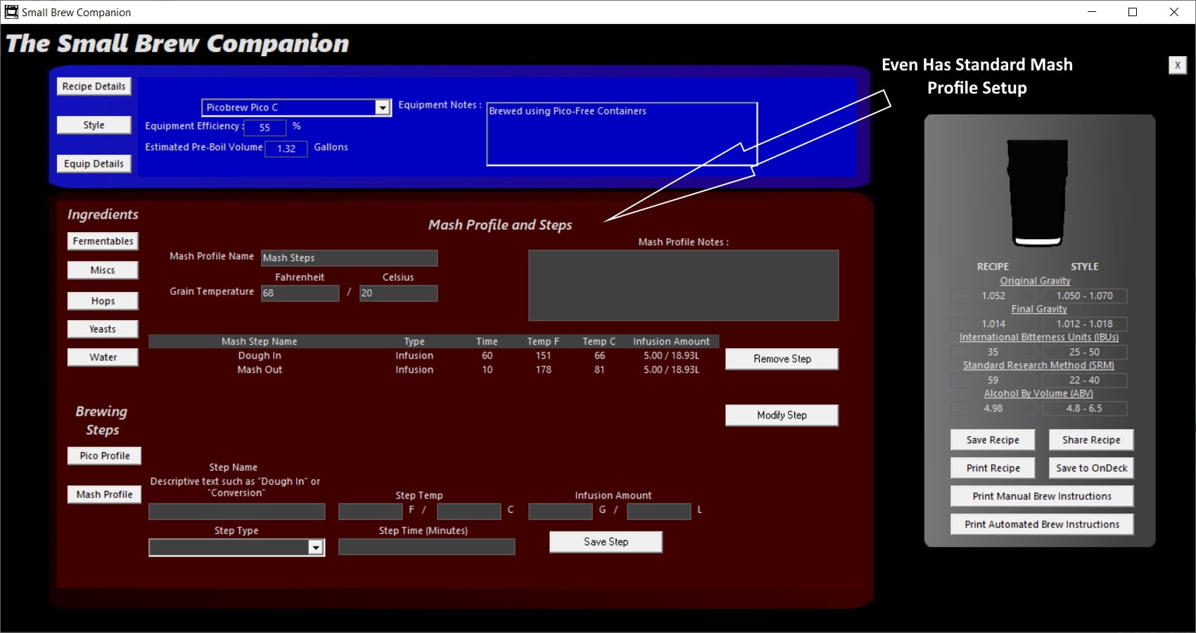 The Small Brew Companion – Making it easy to brew offline since 2020.