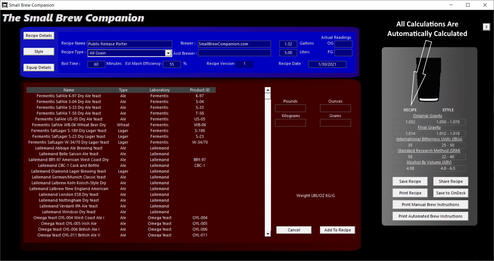 The Small Brew Companion – Making it easy to brew offline since 2020.