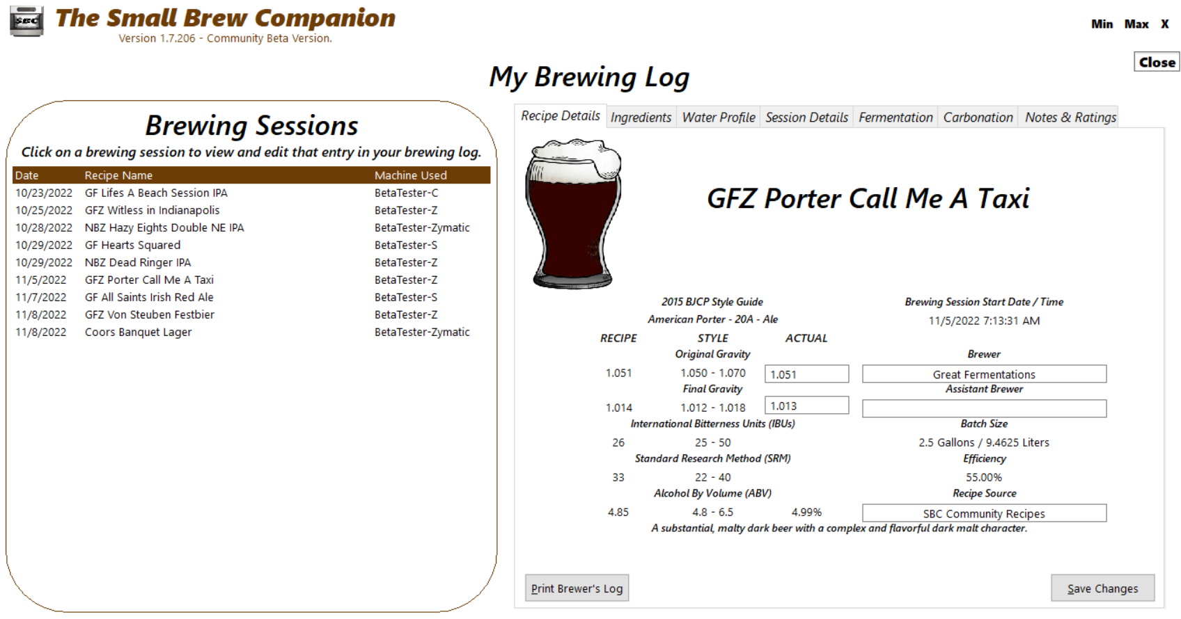 The Small Brew Companion – Making it easy to brew offline since 2020.