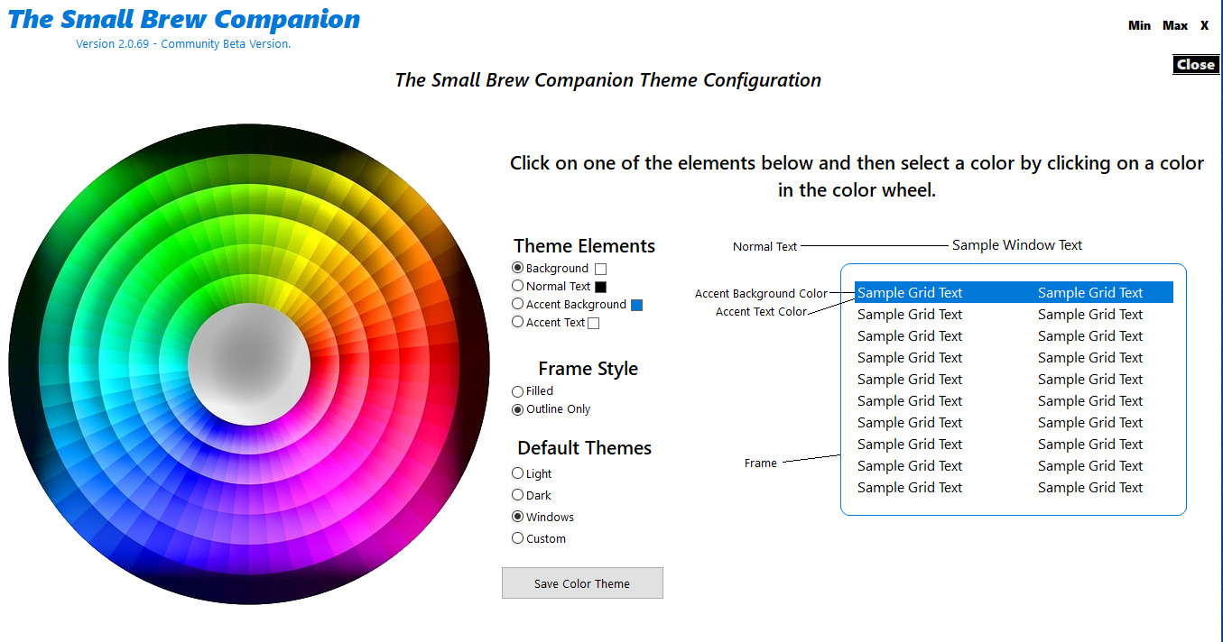 Configure Color Theme – The Small Brew Companion