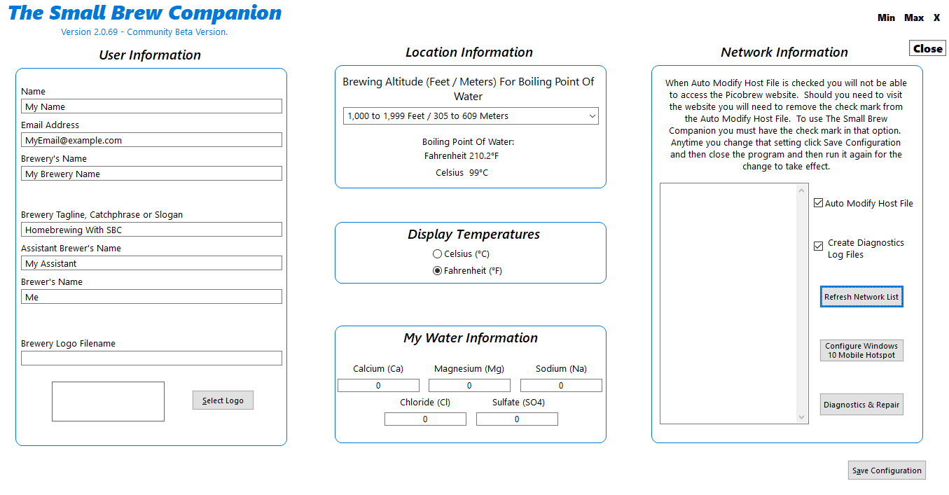 Configure The Small Brew Companion (SBC) – The Small Brew Companion
