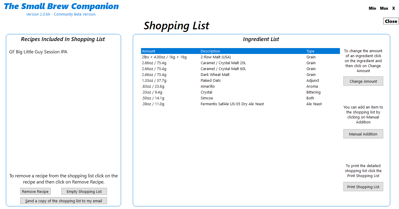 How To Use The Shopping List – The Small Brew Companion