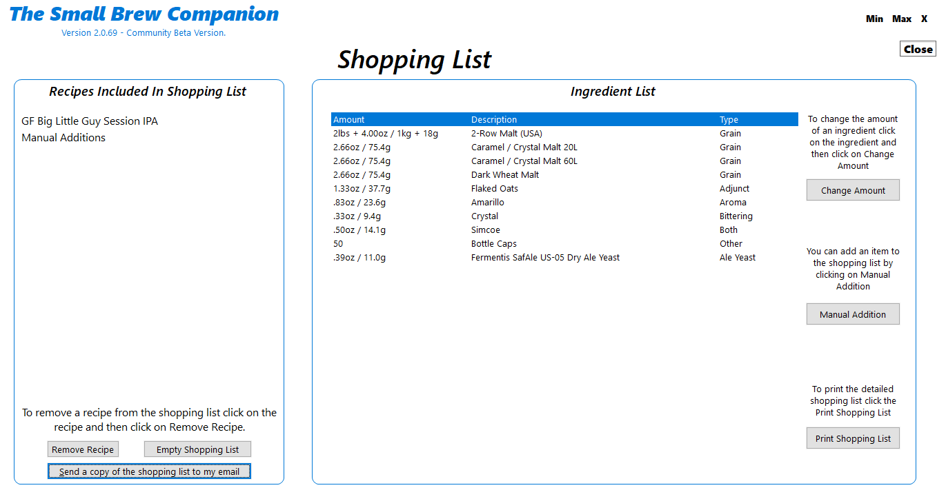 How To Use The Shopping List – The Small Brew Companion